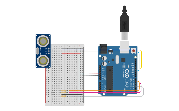 Circuit design Circuit 3B: Distance Sensor - Tinkercad