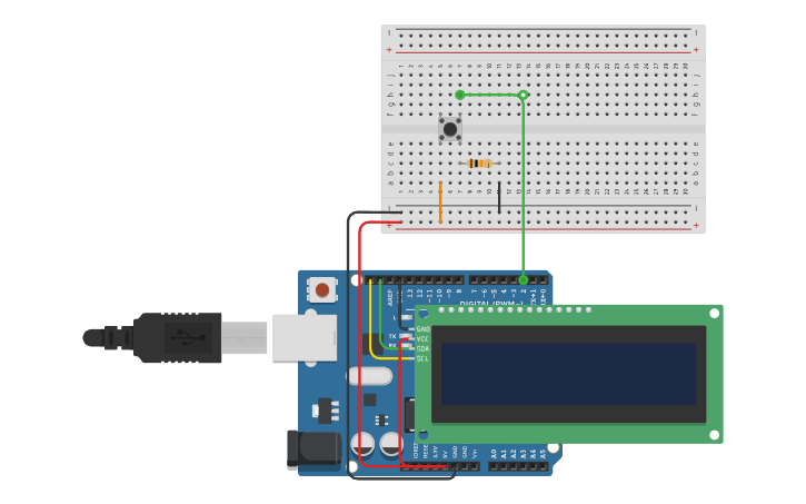 Circuit design LCD Button Timer - Tinkercad