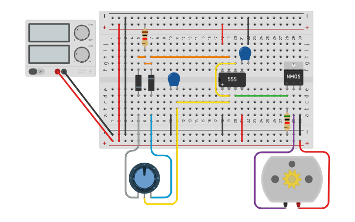Circuit design 555 PWM Motor Speed Controller - Tinkercad