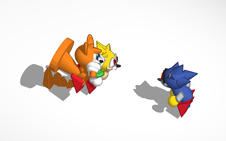 3D design Modern Super Sonic and Tails vs Metal - Tinkercad
