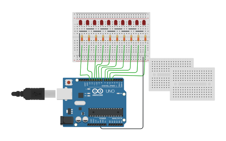 Circuit design LED CONTROLING - Tinkercad