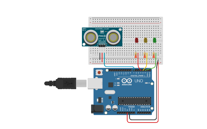 Circuit design Car Anti-Collision system - Tinkercad