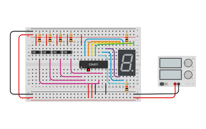 Circuit design 7 Segment display - Tinkercad