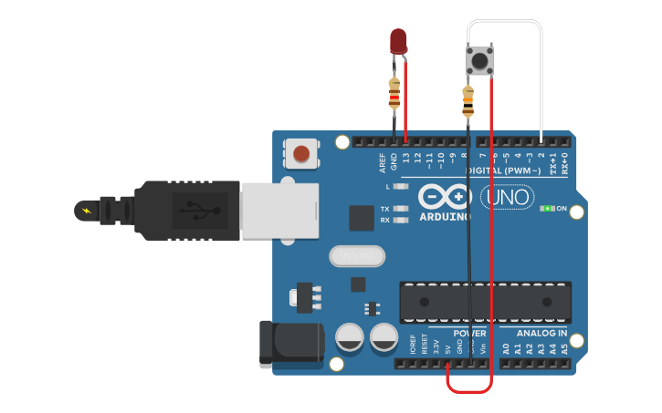 Circuit design Switch & LED Blinking with Arduino Uno - Tinkercad