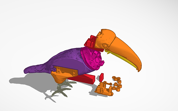 3D design toucan animatronic - Tinkercad