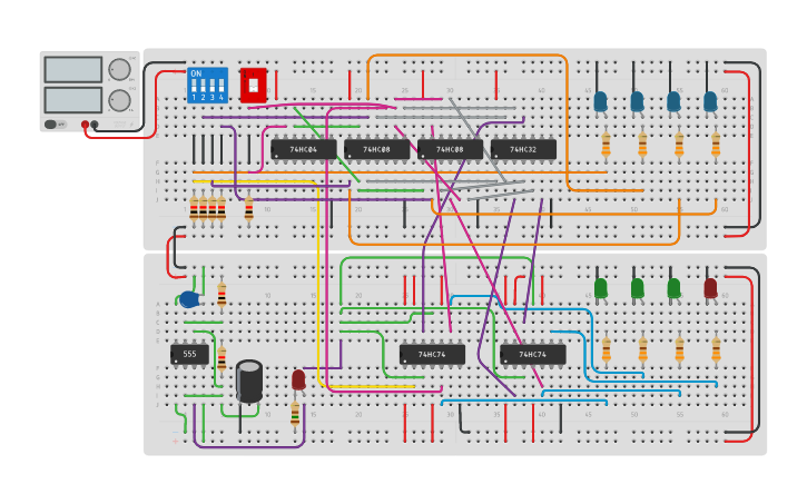 Circuit design SISO - Shift Register - Tinkercad