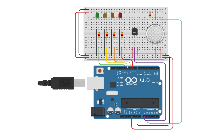 Circuit Design Temperature And Gas Sensors Tinkercad