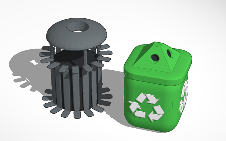 3D design Trash and Recycle - Tinkercad