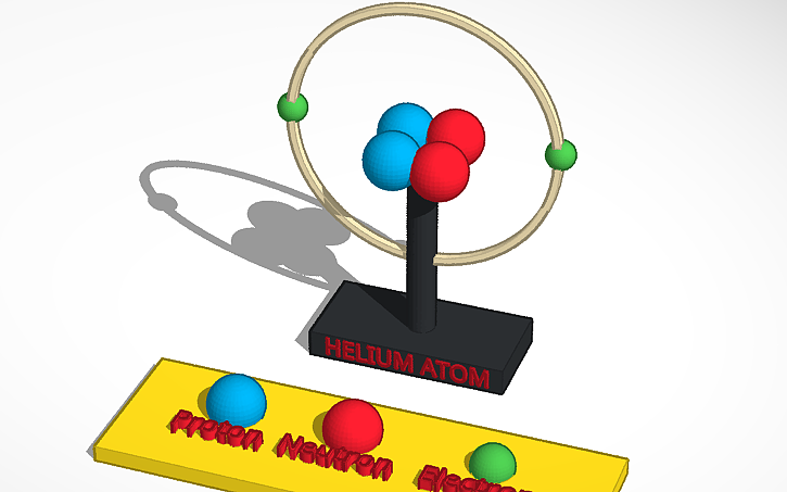 3D design Helium atom model - Tinkercad