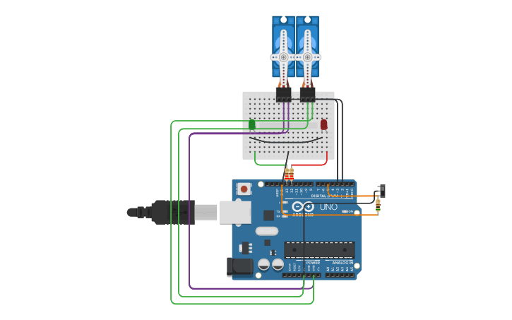 Circuit design Useless Box - Tinkercad