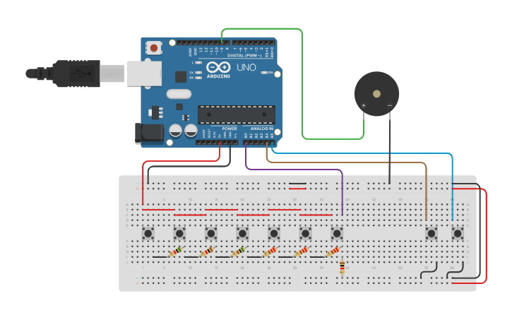 Circuit design Teclado Musical - analógico - Tinkercad