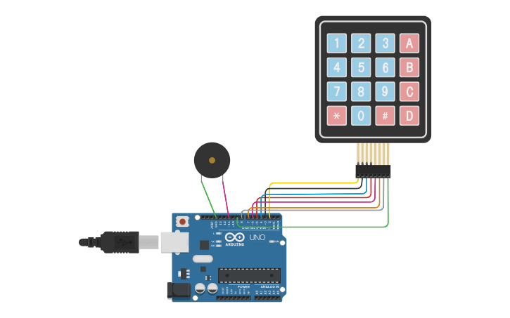 Circuit design Arduino Piano Using 4x4 Keypad - Tinkercad
