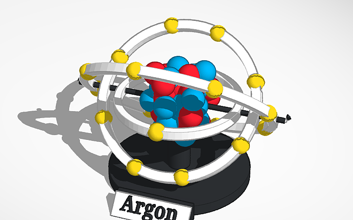 3D design Argon Atom (Rotated) - Tinkercad