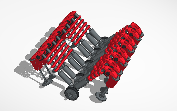 3D design (EXPERIMENTAL 2)Working lifter arms, rocker arms w/Valves ...