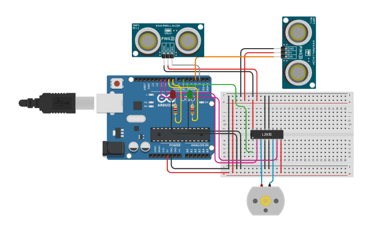 Circuit design Smart Drawbridge System - Tinkercad