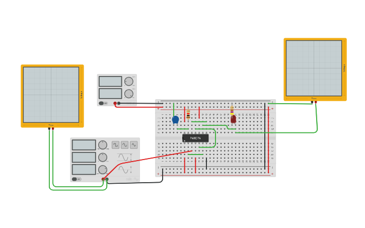 Circuit design flip flop D - Tinkercad