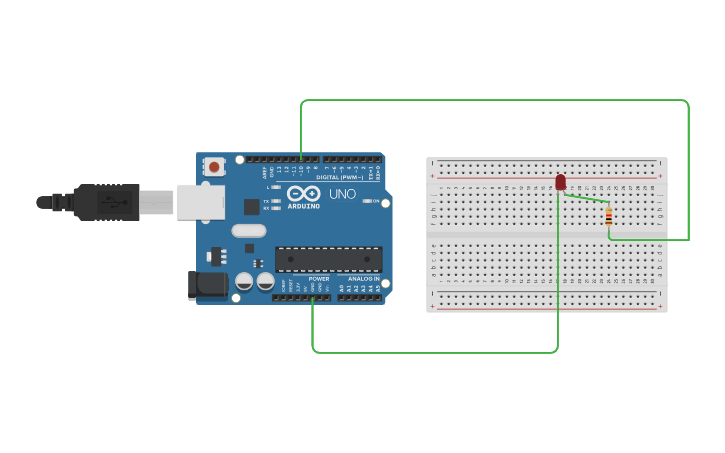 Circuit design Blinking LED - Tinkercad