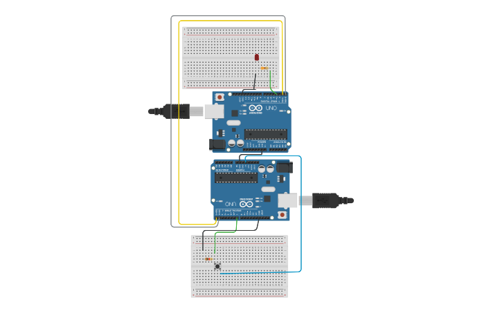 Circuit design comunicação serial 2 Arduino - Tinkercad
