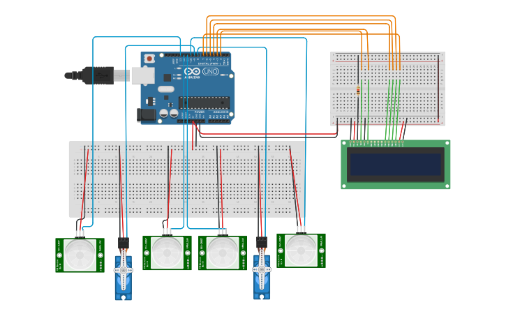Circuit design Parking system - Tinkercad