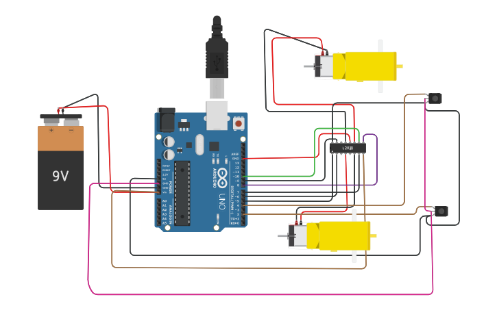 Circuit design Line Following Robot - Tinkercad