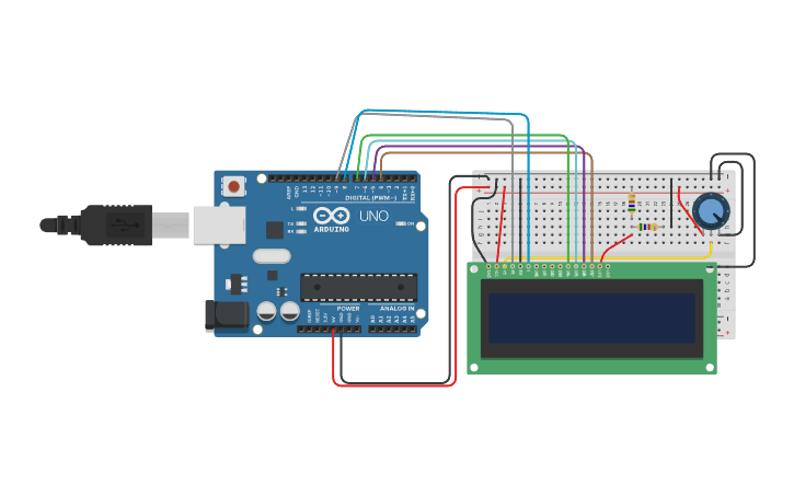 Circuit design LCD 16x2 - Tinkercad