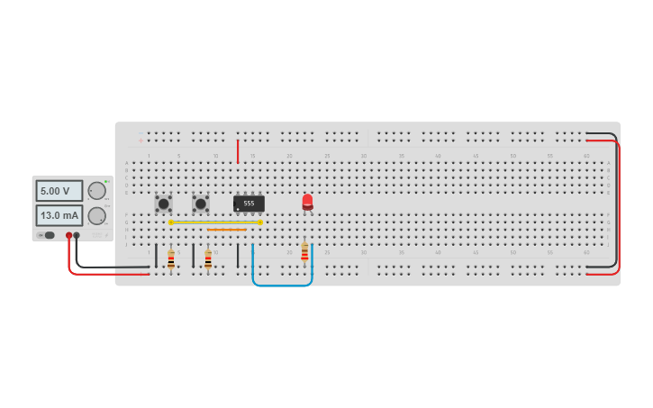 Circuit design 16.03.2021 - 555 Timer Bistable Mode - Tinkercad