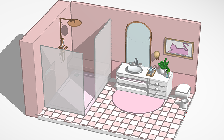 3D design majestic pink bathroom - Tinkercad