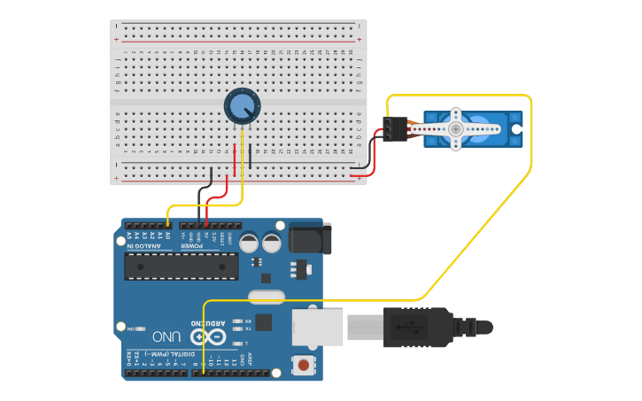 Circuit design Pulse Width Modulation example - Tinkercad