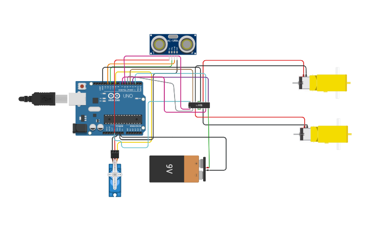 Circuit design obstacle avoiding robots - Tinkercad