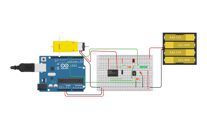 Circuit design Control motor using relay - Tinkercad
