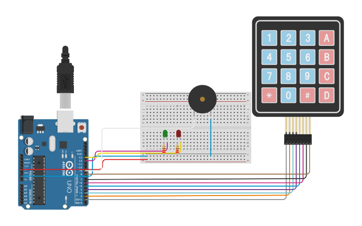 Circuit design Security Keypad - Tinkercad
