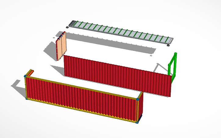 3D design 40ft High Cube Container (Modular, length 5' - 60') - Tinkercad