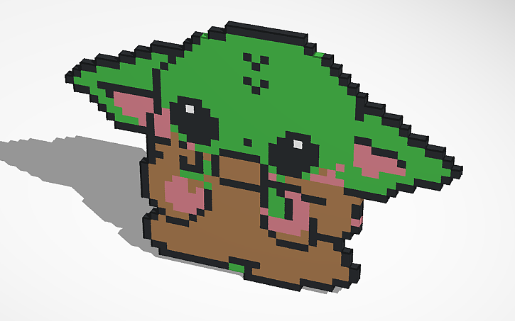 3D design Pixel art grogu - Tinkercad