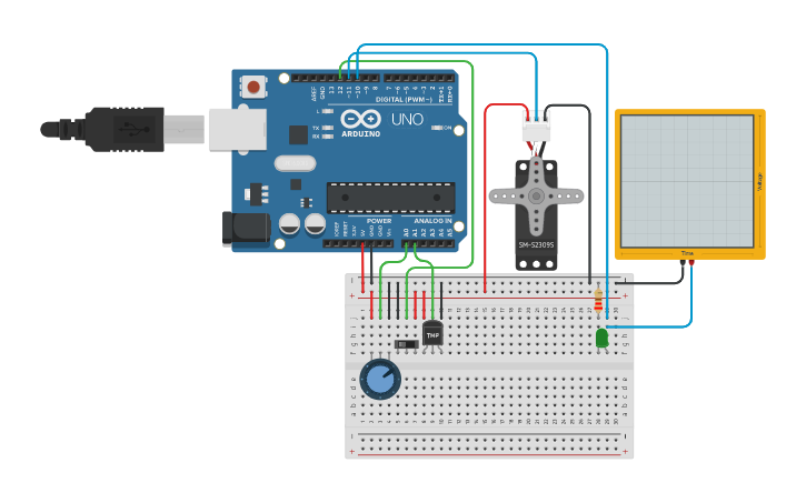 Circuit design Sensors and actuators with Arduino - Tinkercad
