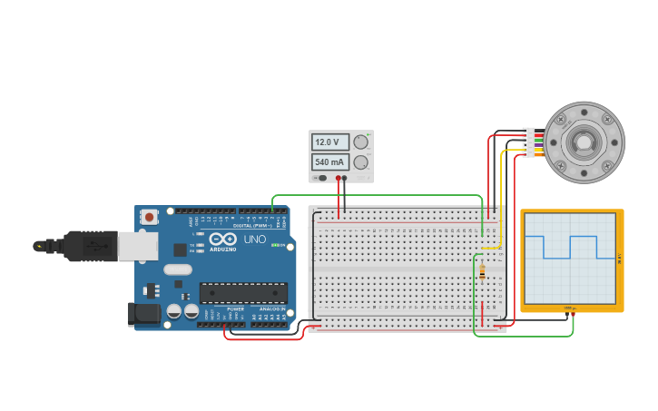 Circuit design Lettura Encoder Motore - Arduino Uno - Tinkercad