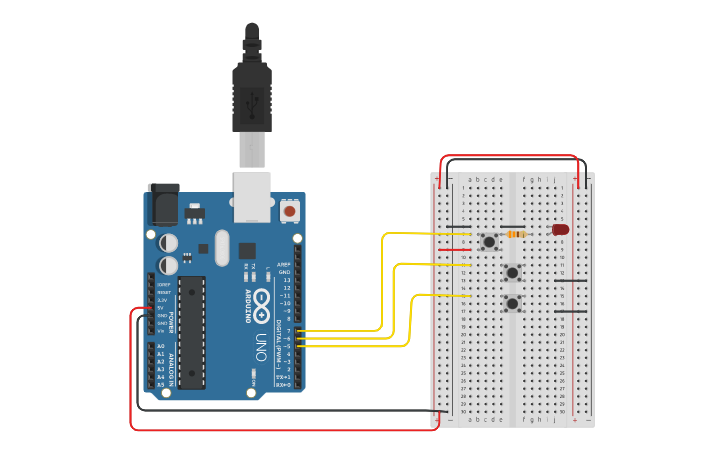Circuit design Pin Change Interrupt - Tinkercad