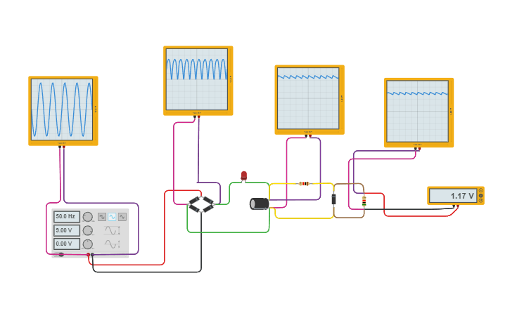 Circuit design AC-DC power supply - Tinkercad