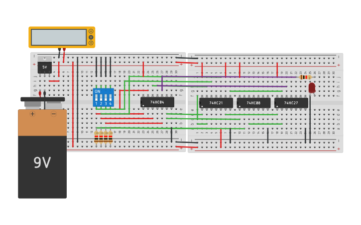 Circuit design 2 Bit Compartor A-B - Tinkercad