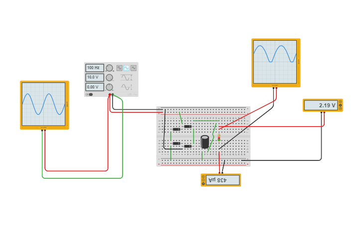 Circuit design Full-Wave rectifier - Tinkercad