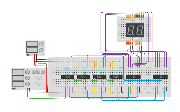 Circuit design 8-bit counter - Tinkercad