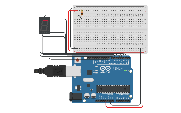Circuit Design Arduino Display 7 Segmentos Tinkercad