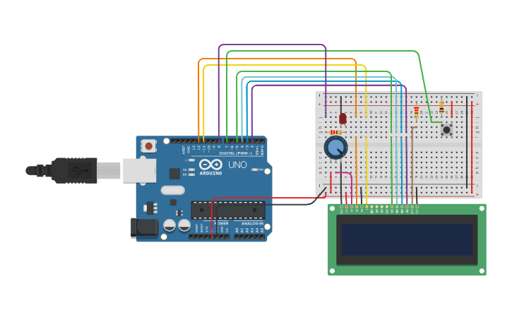 Circuit design LCD 16x2 - Tinkercad
