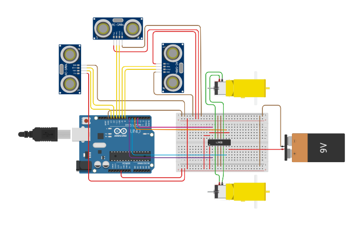 Circuit design Security Bot circuit - Tinkercad