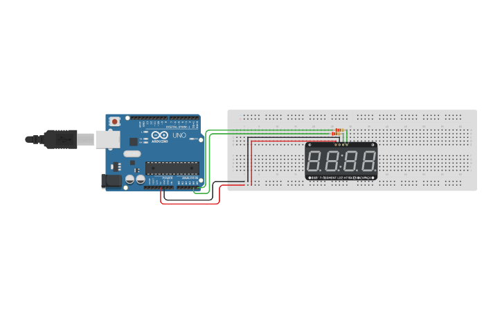 Circuit design 7Segment Clock - Tinkercad