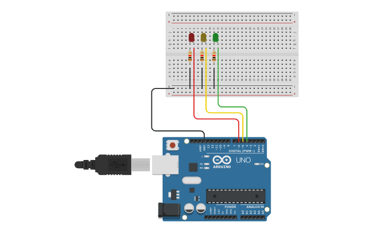 Circuit design Assignment 01 - Traffic light - Tinkercad