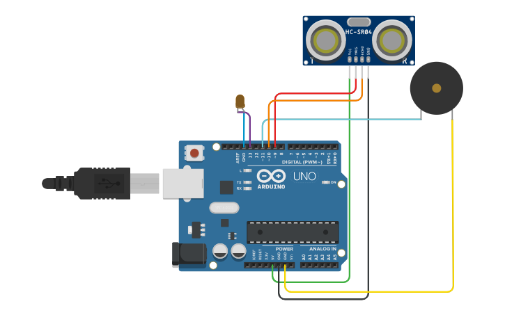 Circuit design smart stick for blind - Tinkercad