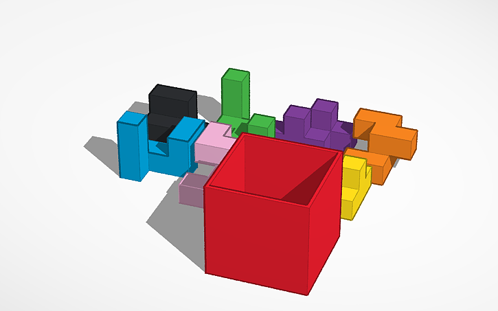 3D design 4x4 puzzle cube and box (no solution) - Tinkercad