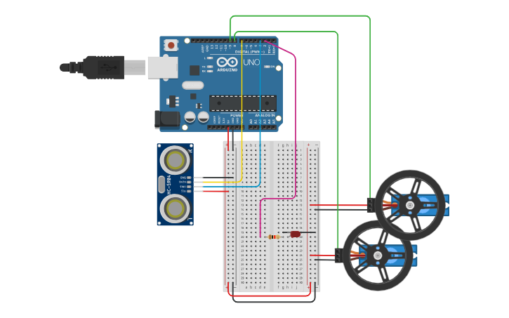 Circuit design Arduino Car Code - Tinkercad