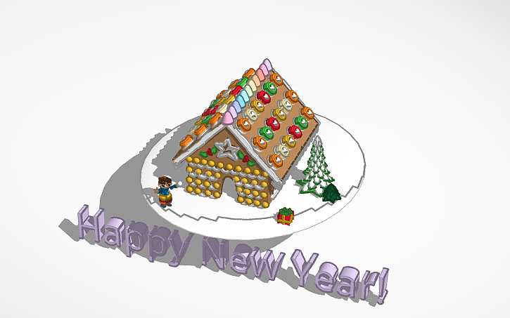 3D design New Years Gingerbread House - Tinkercad