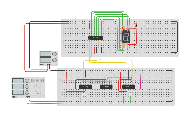 Circuit design 4 bit synchronous up counter using JK flip flops| ROLL-23,35,43 - Tinkercad